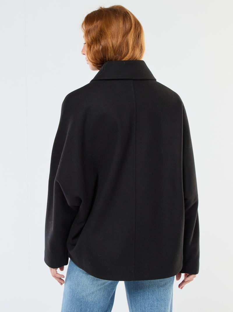 Abrigo capa estilo lanoso - Negro - Mujer - 35.00€ - Kiabi