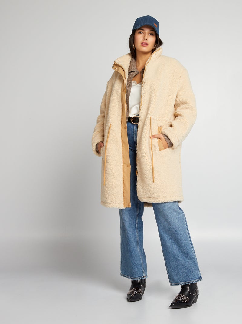 Abrigo de borreguito - BEIGE - Tallas grandes - 60.00€ - Kiabi