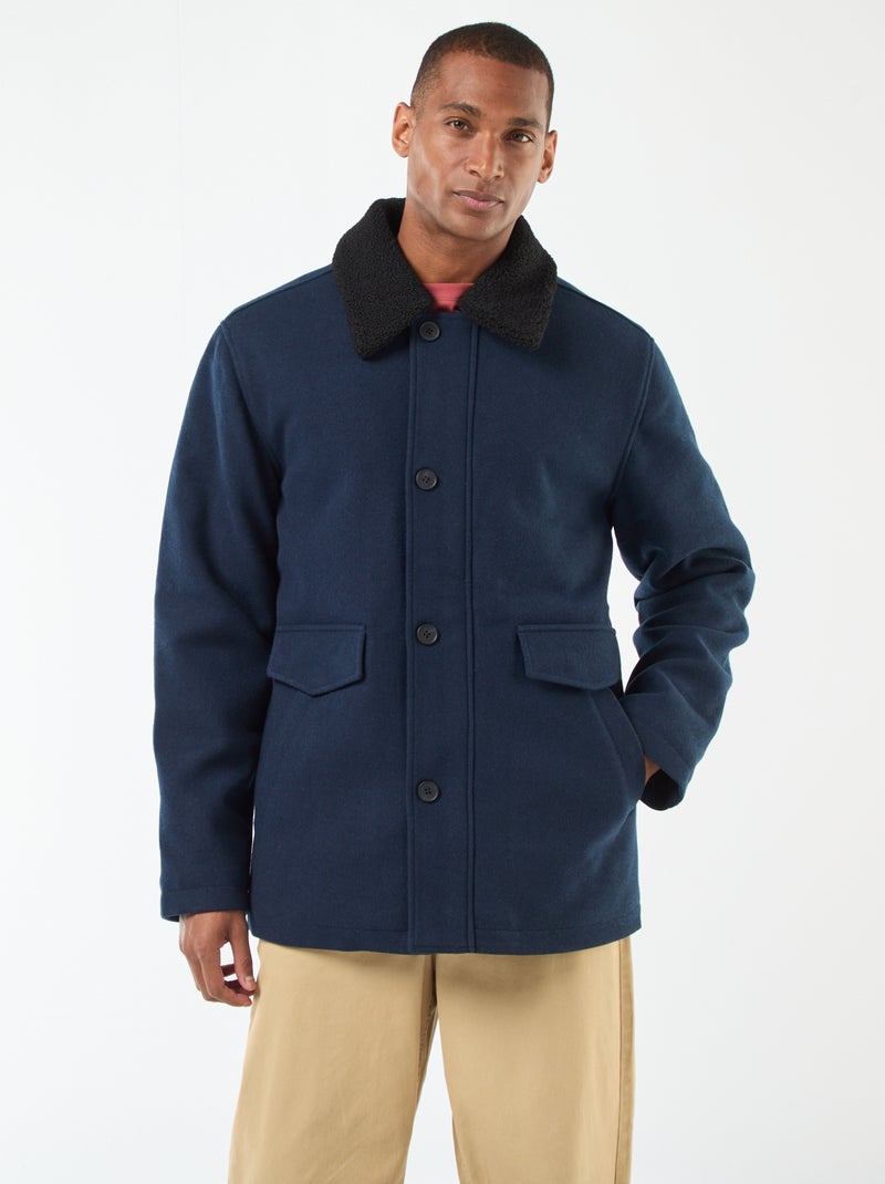 Abrigo efecto lana - Azul - Hombre - 55.00€ - Kiabi