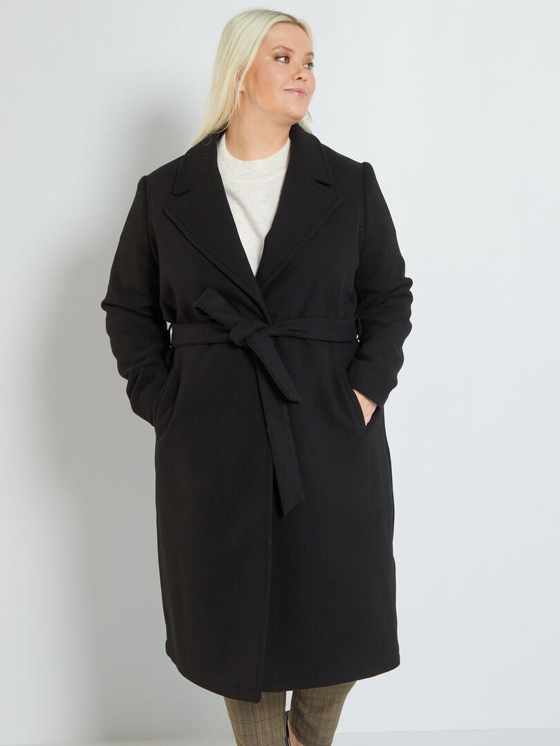 Abrigo largo con lana - negro - Kiabi - 55.00€