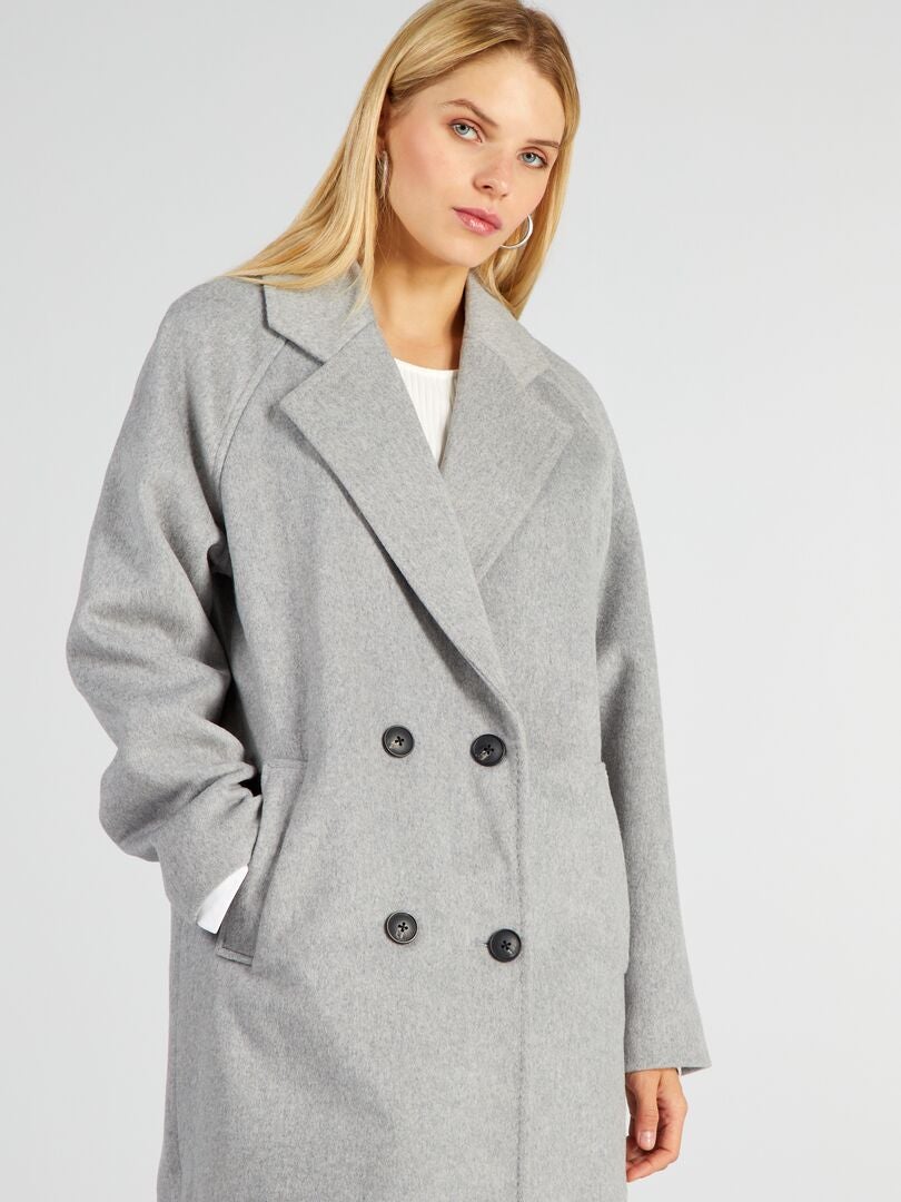 Abrigo largo de lana - GRIS - Kiabi - 85.00€