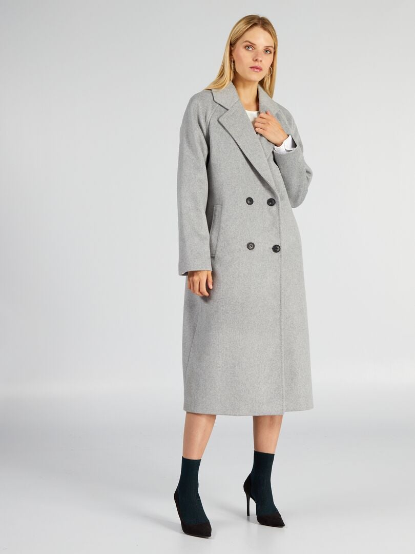 Abrigo largo de lana - GRIS - Kiabi - 85.00€