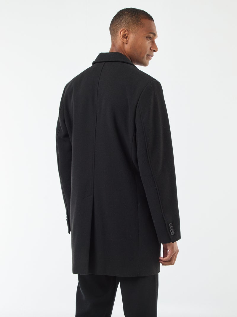 Abrigo largo liso - Negro - Grande (+1,90 m) - Hombre - 50.00€ - Kiabi