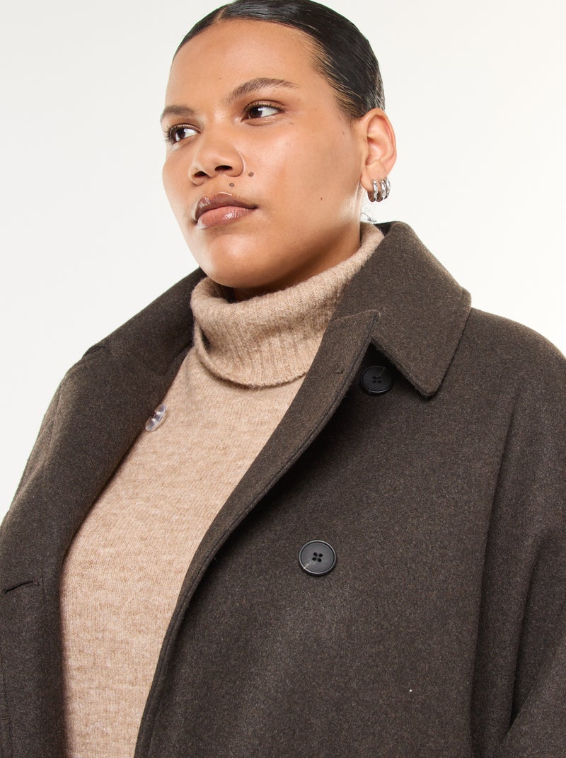 Abrigo tipo capa con efecto lana - Marron - Tallas grandes - Mujer - 40 ...