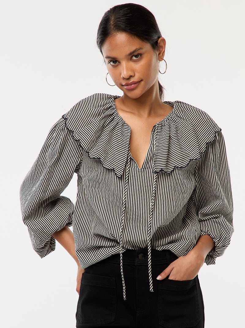 Blusa con cuello bebé amplio - Azul - Mujer - 12.00€ - Kiabi