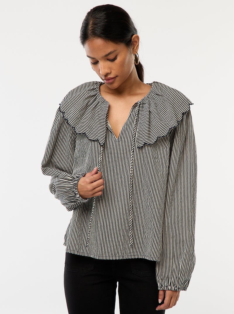 Blusa con cuello bebé amplio - Azul - Mujer - 12.00€ - Kiabi
