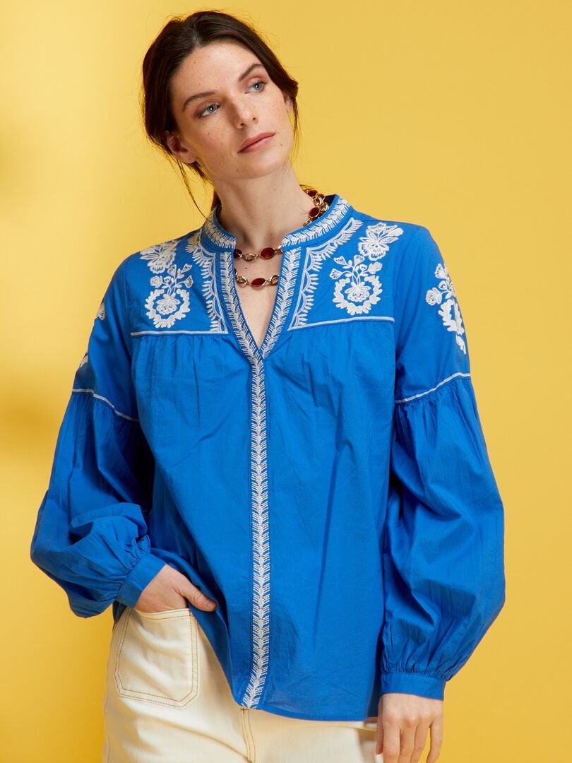 Blusa de algodón - AZUL - Kiabi - 20.00€