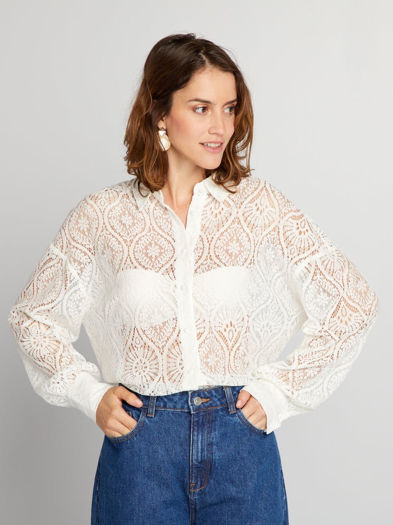 Blusa de encaje - BLANCO - 22.00€ - Kiabi
