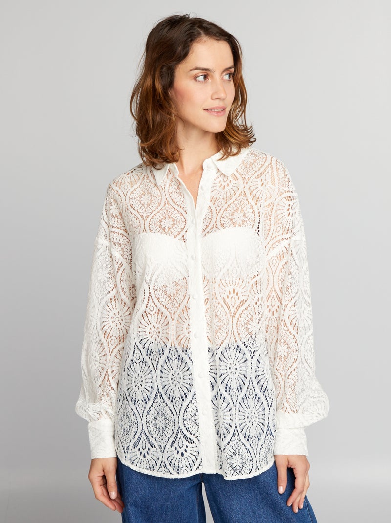Blusa de encaje - BLANCO - 22.00€ - Kiabi