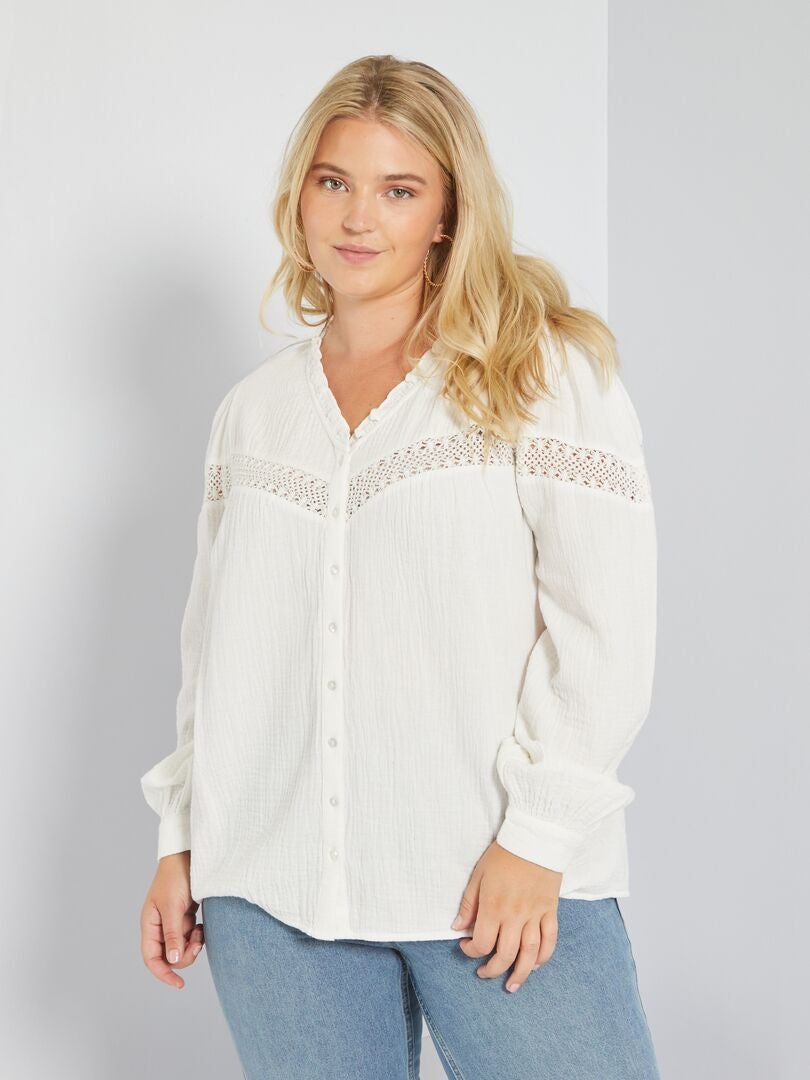 Blusa de punto gofrado - Blanco - Kiabi - 22.00€