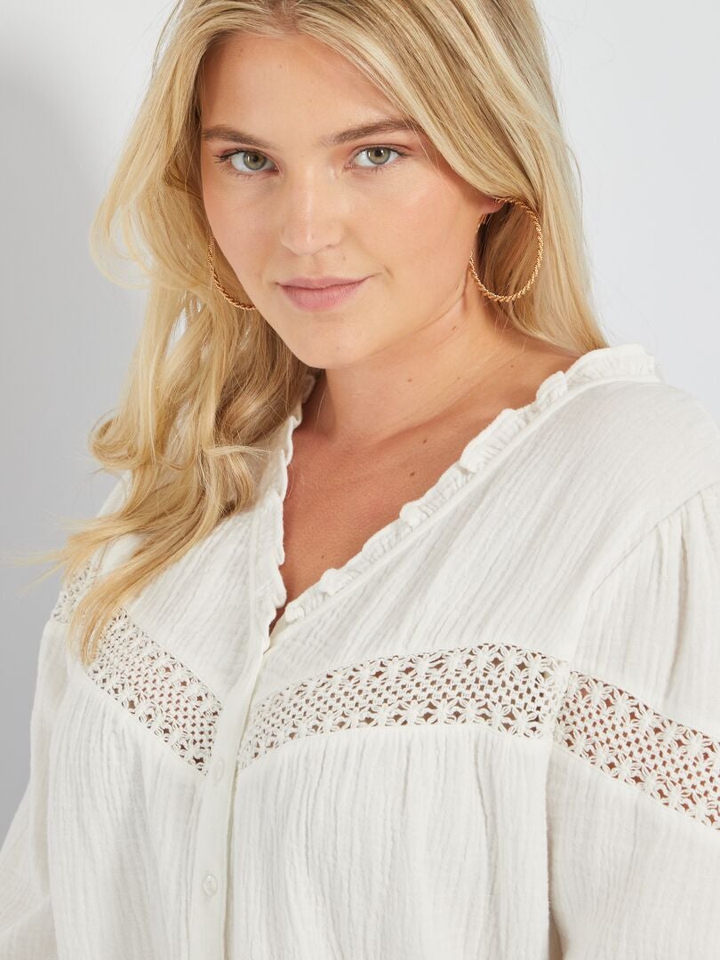 Blusa de punto gofrado - Blanco - Kiabi - 22.00€