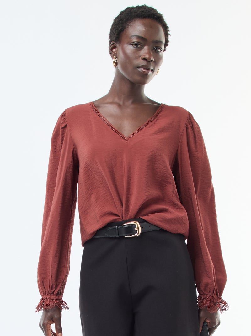 Blusa fluida lisa 'JDY' - Naranja - Mujer - 29.00€ - Kiabi