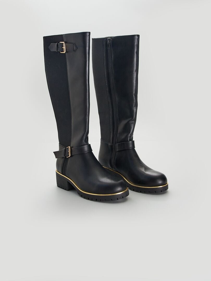 Botas altas con hebillas metálicas - NEGRO - Kiabi - 45.00€