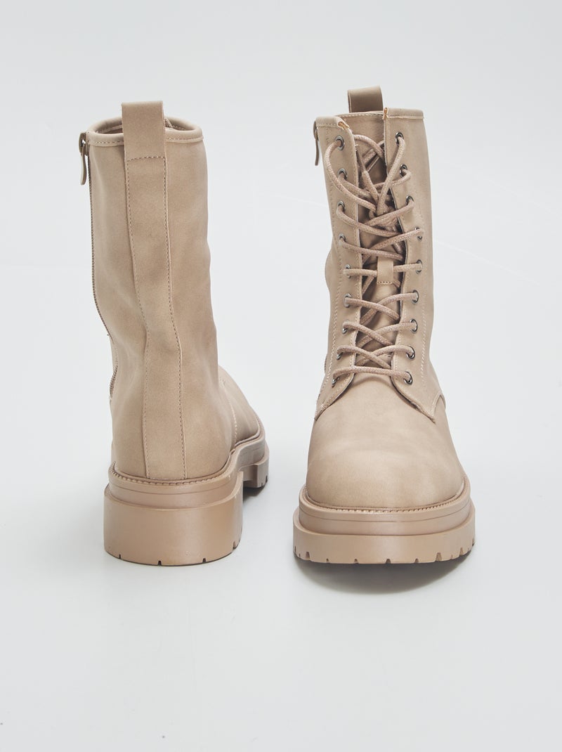 Botines altos con cordones - BEIGE - Kiabi - 32.00€