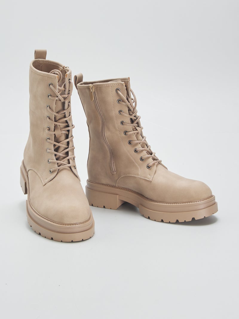 Botines altos con cordones - BEIGE - Kiabi - 32.00€