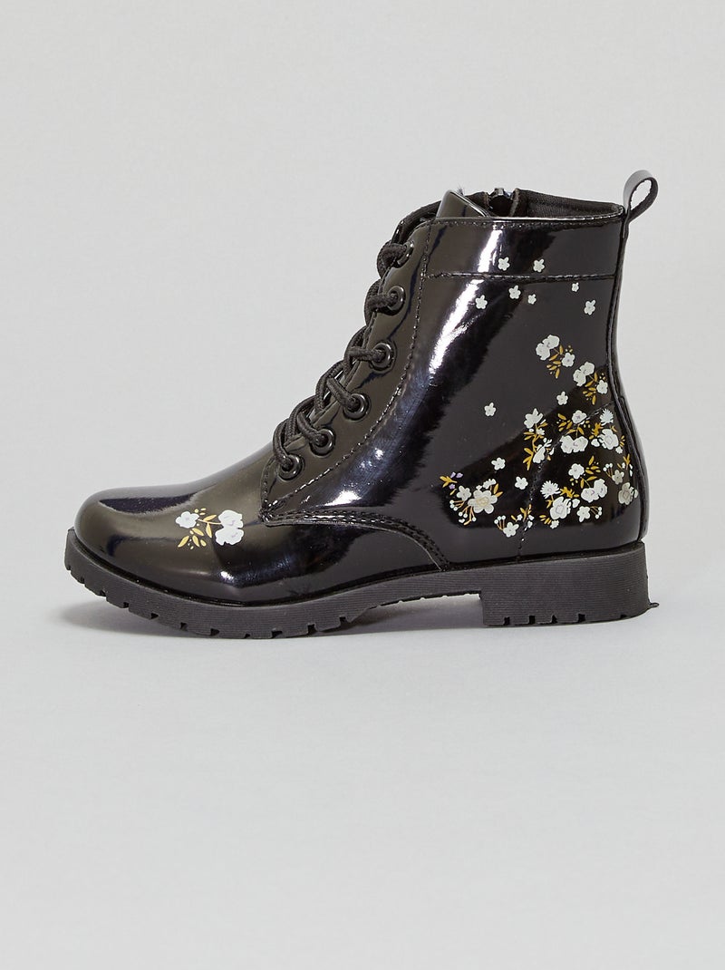 Botines de charol con estampado floral - negro - 26.00€ - Kiabi