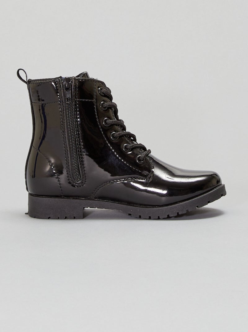 Botines de charol con estampado floral - negro - 26.00€ - Kiabi