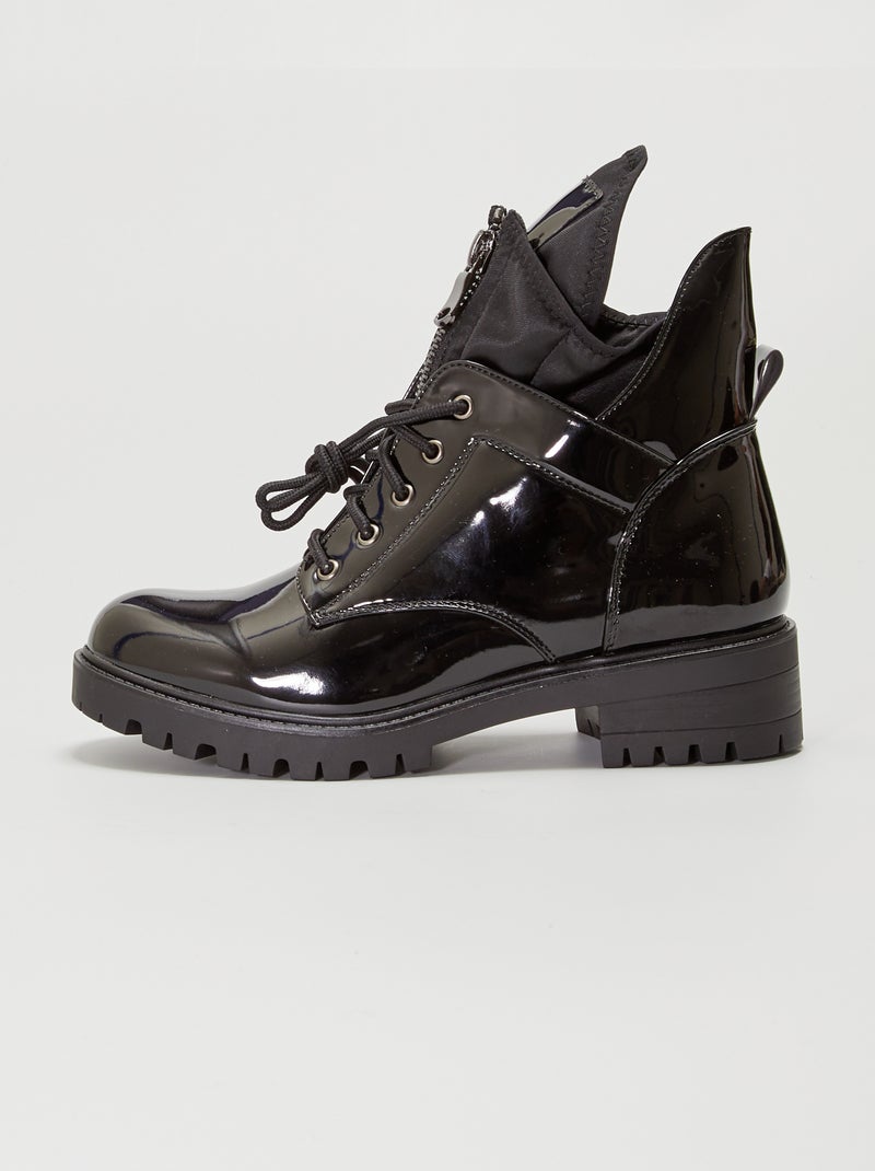 Botines de charol tipo calcetines - NEGRO - 35.00€ - Kiabi