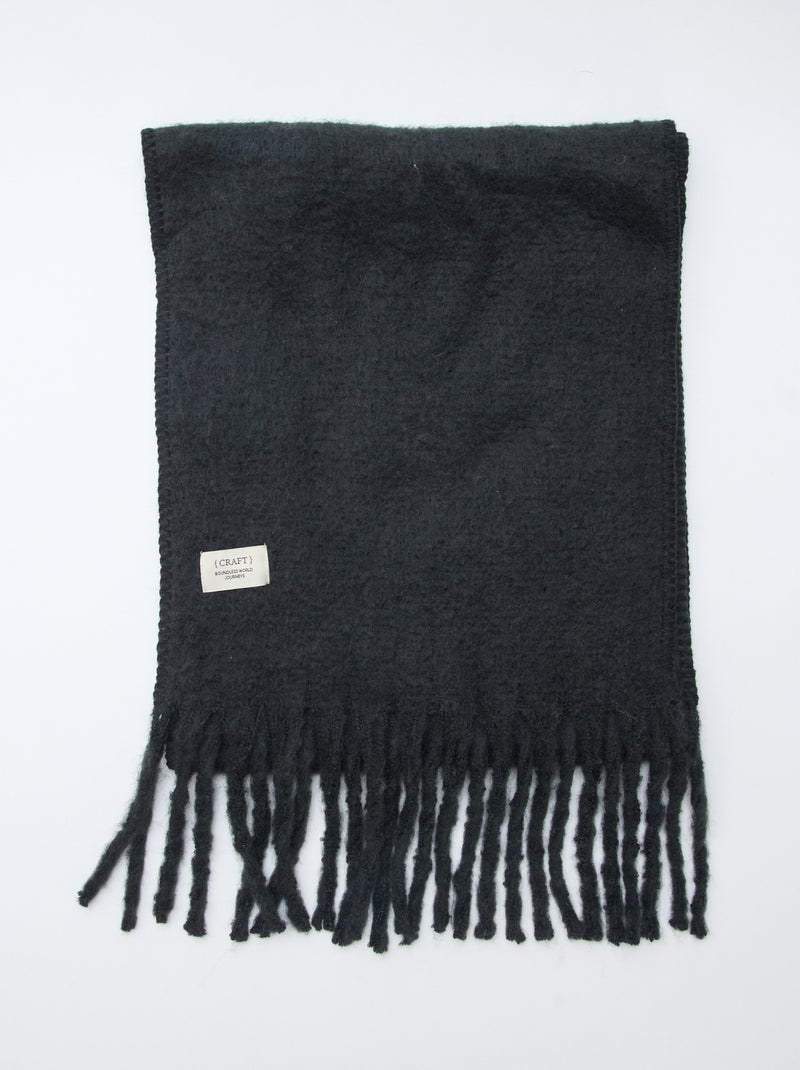 Bufanda grande suave con flecos - Negro - Mujer - 15.00€ - Kiabi