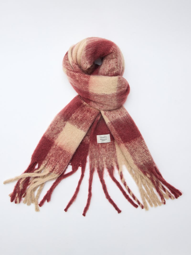 Bufanda grande suave con flecos - Rojo - Mujer - 15.00€ - Kiabi