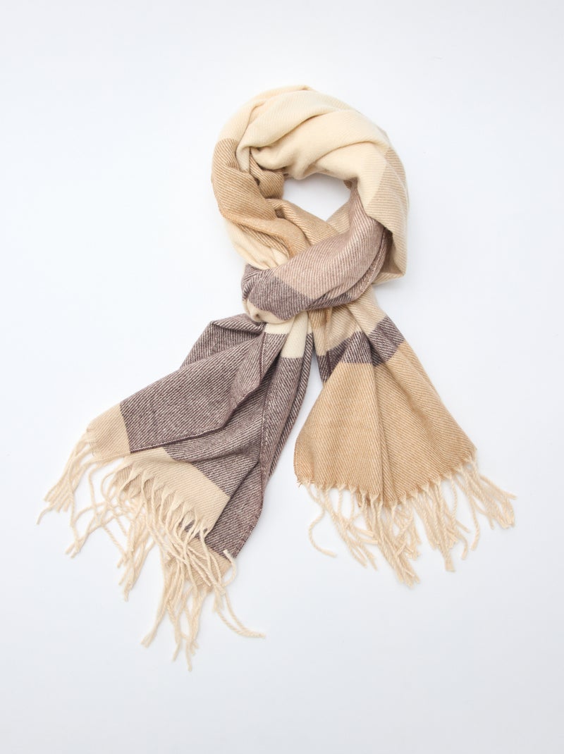 Bufanda grande tricolor - Beige - Mujer - 13.00€ - Kiabi