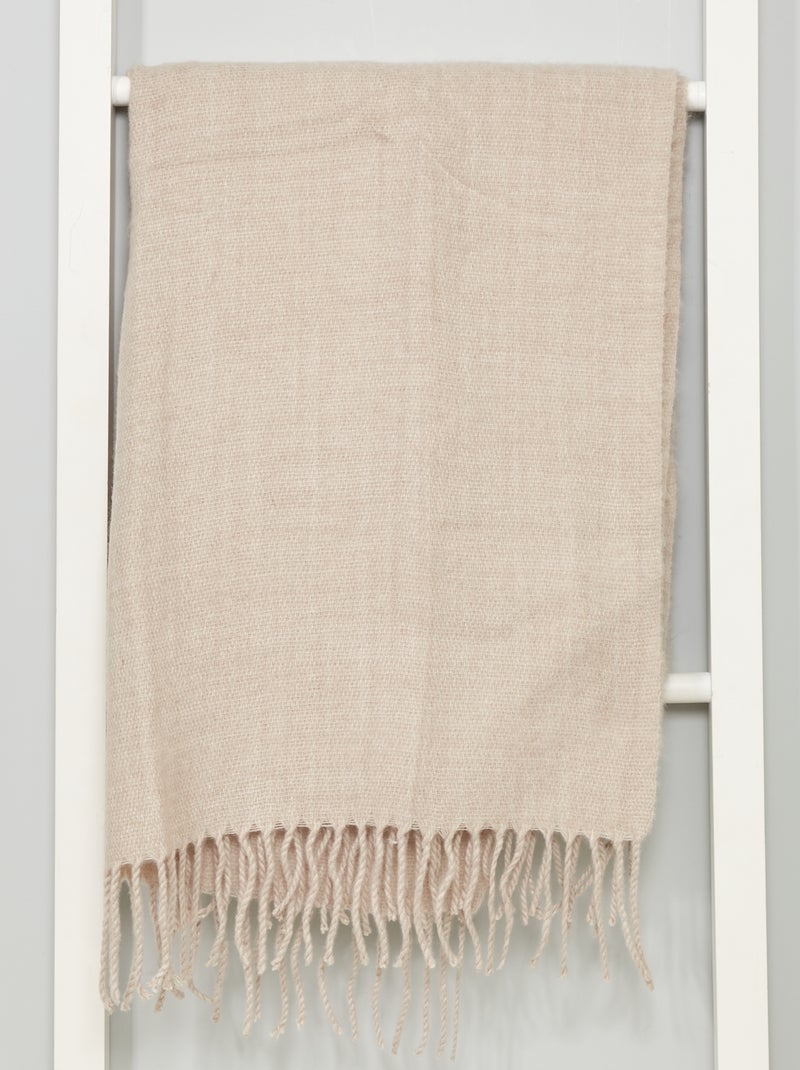 Bufanda lisa grande con flecos - BEIGE - 10.00€ - Kiabi