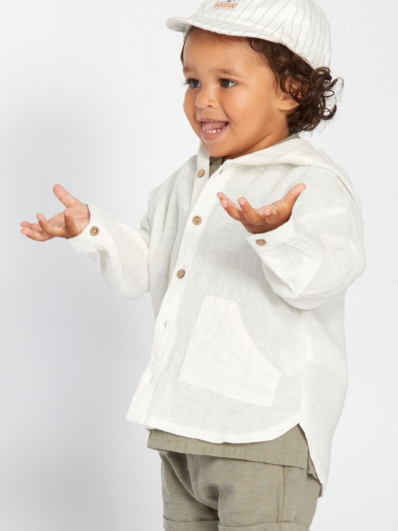 Camisa con capucha de lino y algodón - Blanco - Kiabi - 13.00€ Camisa con capucha de lino y algodón - Blanco - Kiabi - 13.00€