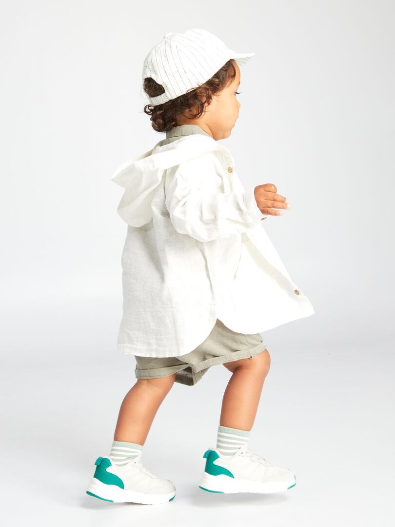 Camisa con capucha de lino y algodón - Blanco - Kiabi - 13.00€ Camisa con capucha de lino y algodón - Blanco - Kiabi - 13.00€