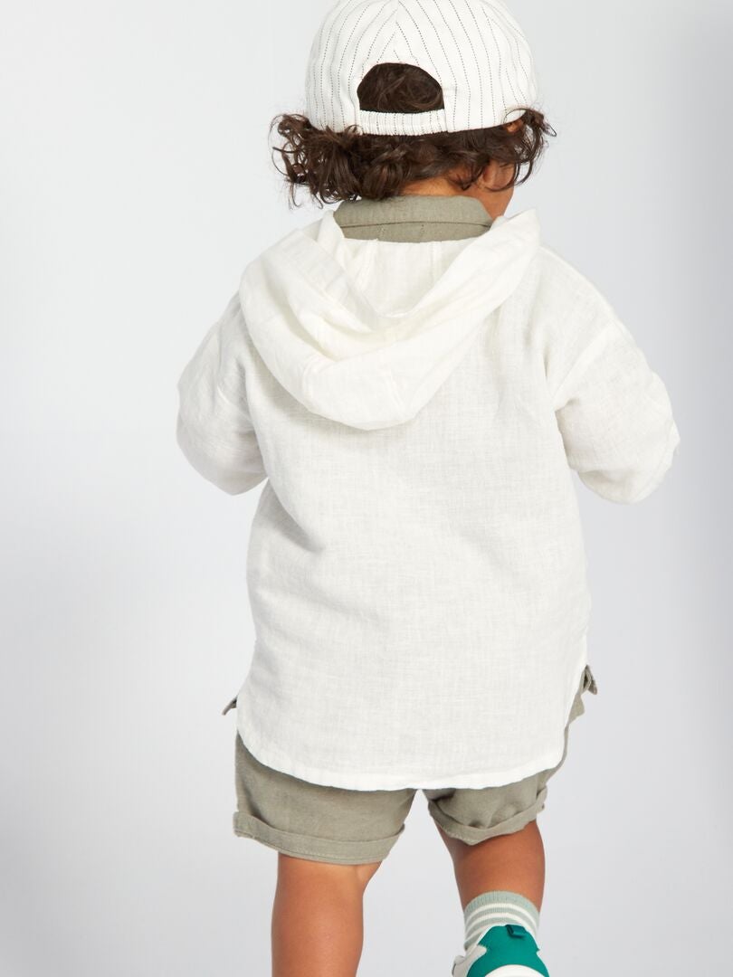 Camisa con capucha de lino y algodón - Blanco - Kiabi - 13.00€ Camisa con capucha de lino y algodón - Blanco - Kiabi - 13.00€