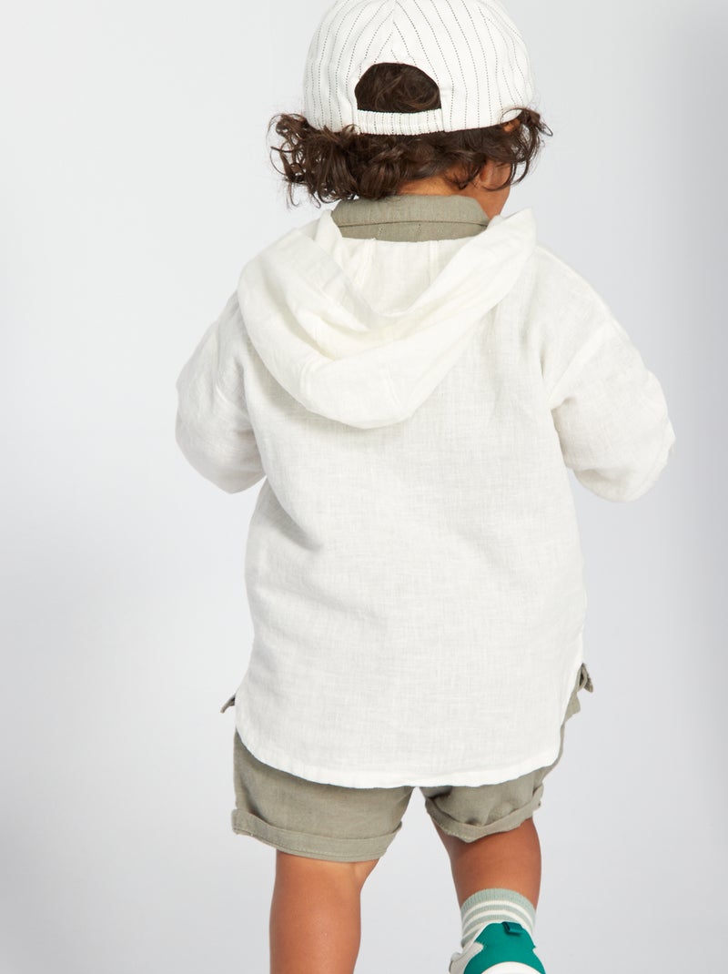 Camisa con capucha de lino y algodón - Blanco - 13.00€ - Kiabi