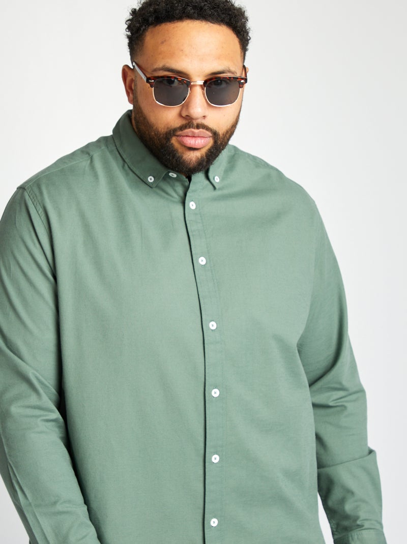 Camisa de algodón oxford - VERDE - Tallas grandes - Hombre - 20.00€ - Kiabi