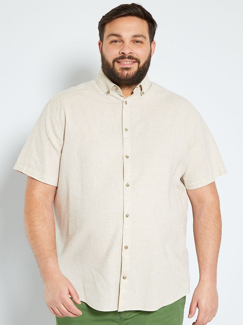 Camisa de lino y algodón - beige - Kiabi - 15.00€ Camisa de lino y algodón - beige - Kiabi - 15.00€