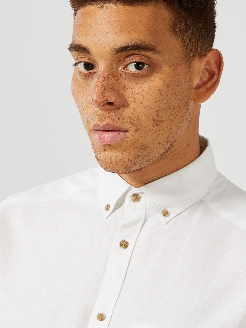 Camisa de lino y algodón - Blanco - Kiabi - 10.00€ Camisa de lino y algodón - Blanco - Kiabi - 10.00€