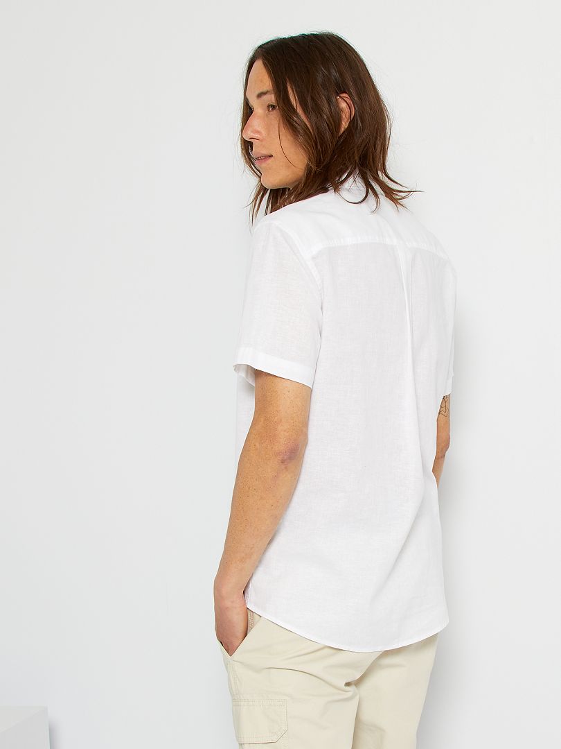 Camisa de lino y algodón - Blanco - Kiabi - 10.00€ Camisa de lino y algodón - Blanco - Kiabi - 10.00€