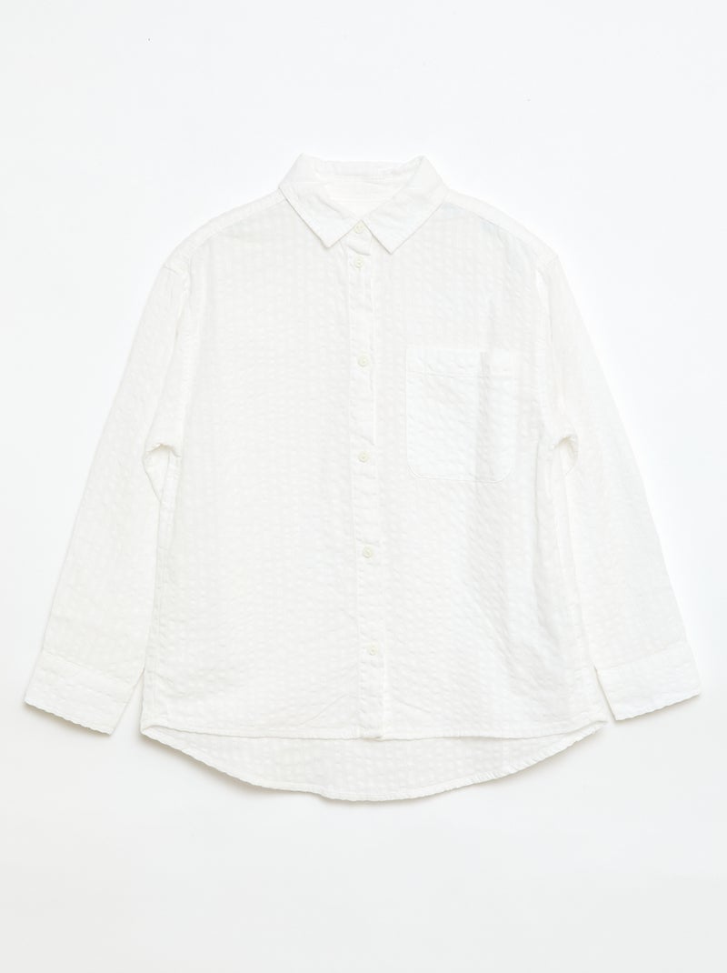 Camisa lisa - Blanco - Niña - 13.00€ - Kiabi