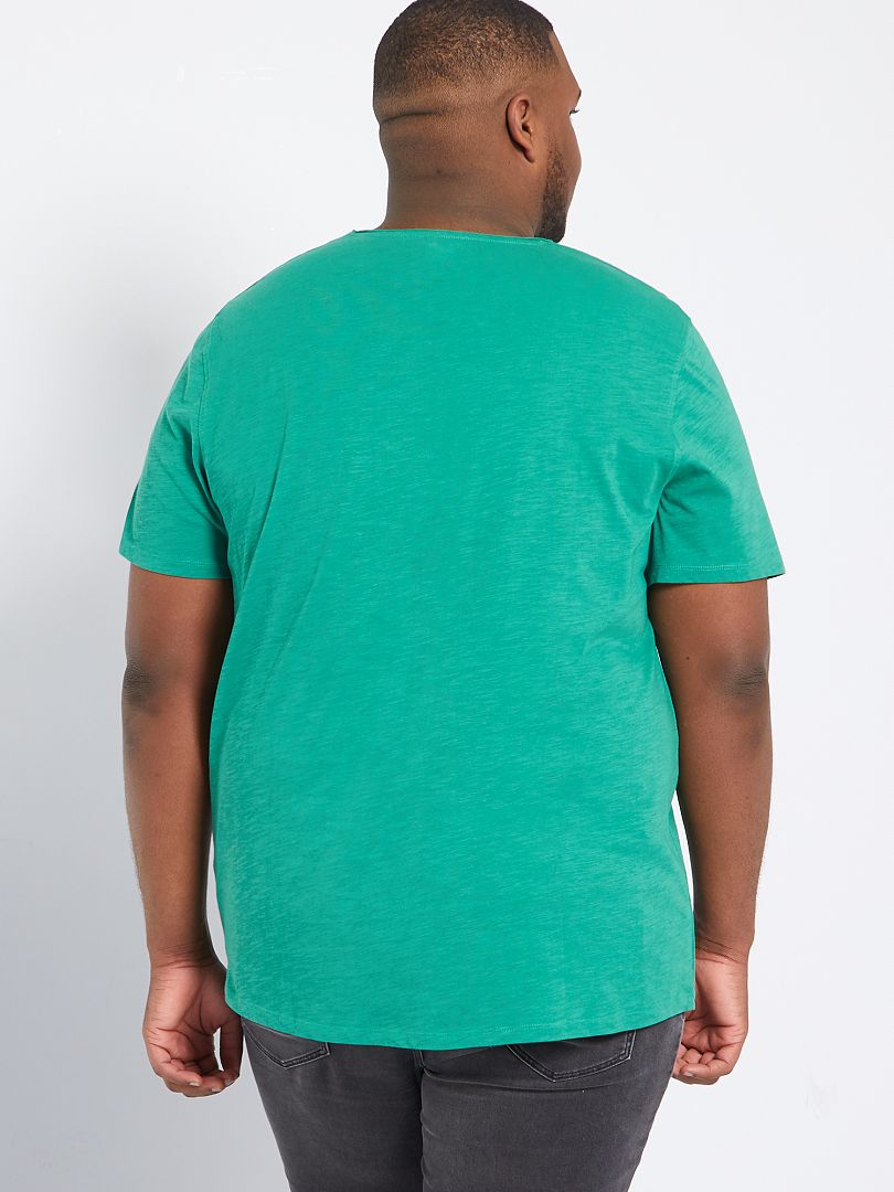 Camiseta con cuello de pico - verde pino - Kiabi - 8.00€