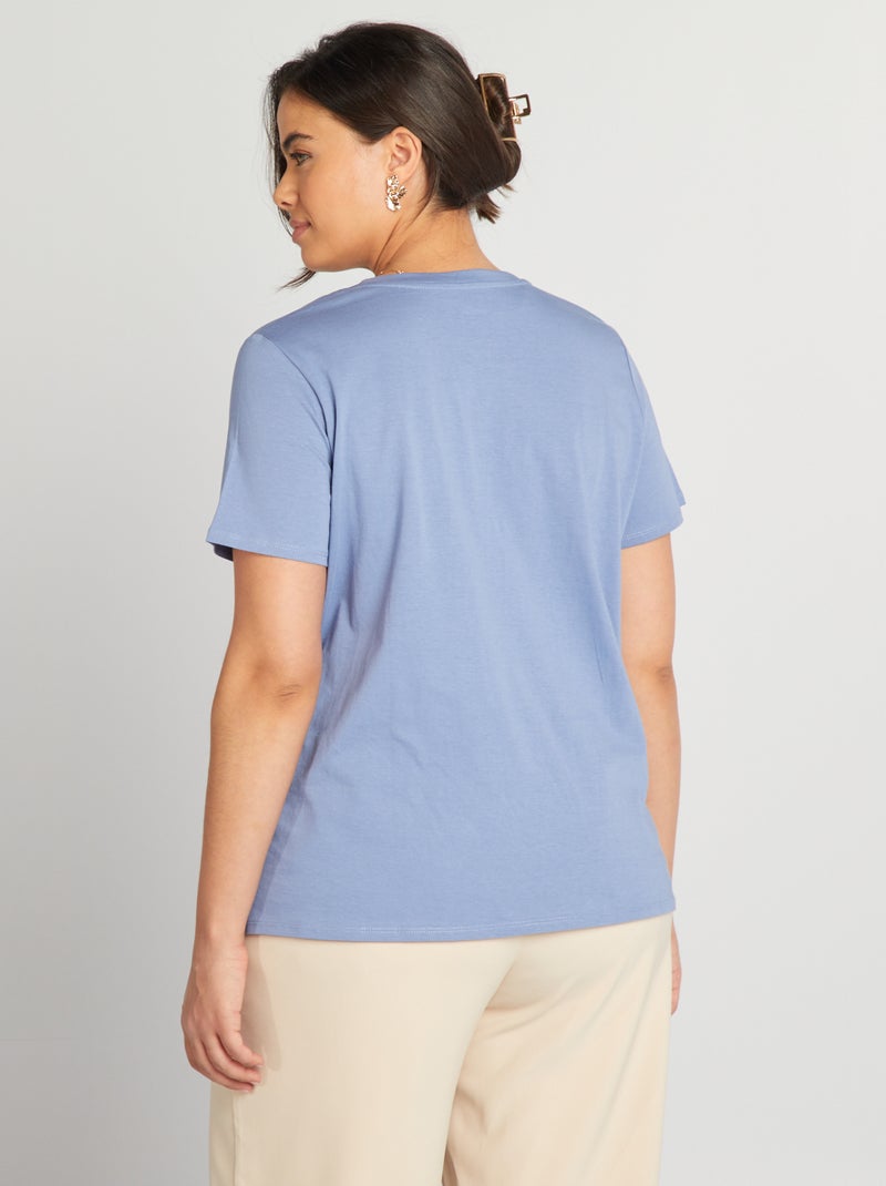 Camiseta de algodón con estampado - AZUL - Tallas grandes - Mujer - 8. ...