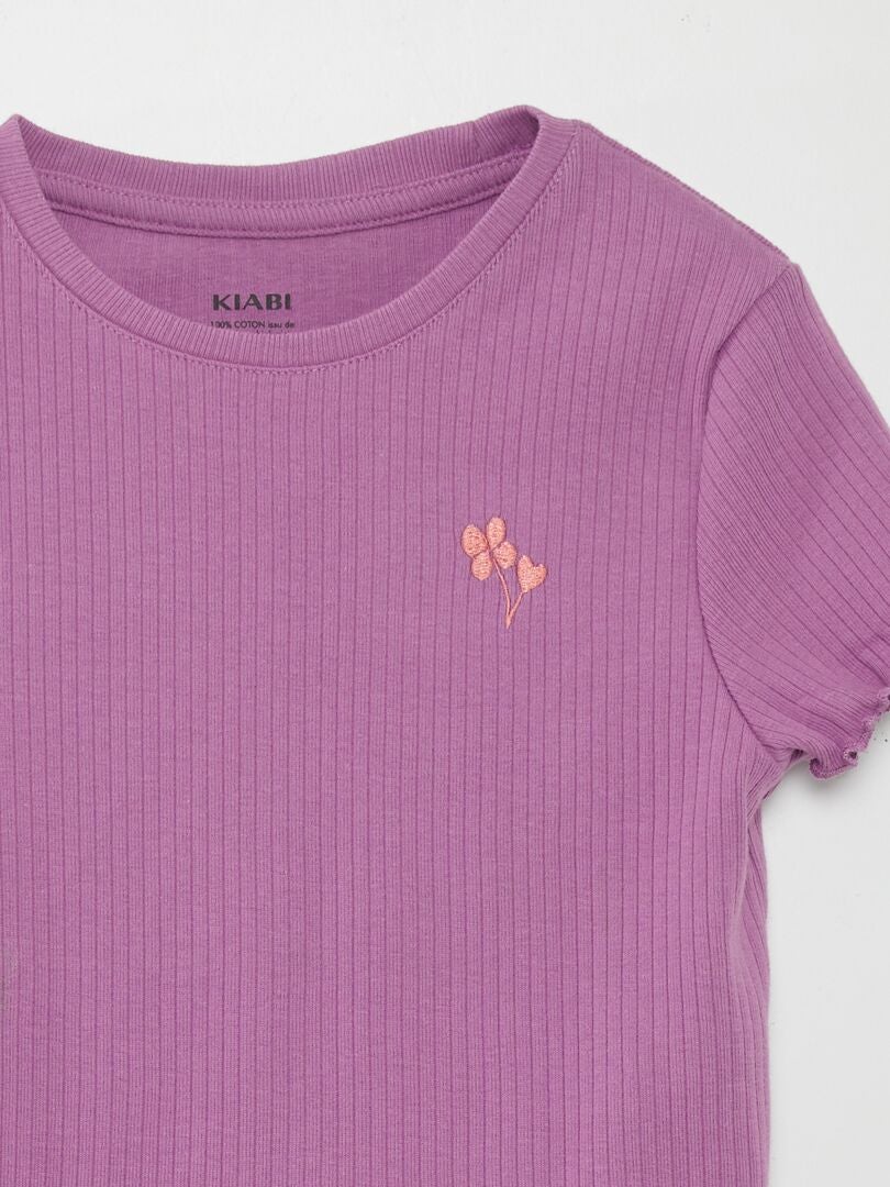 Camiseta De Canalé Con Manga Tipo Volante Purpura Kiabi 6 00€