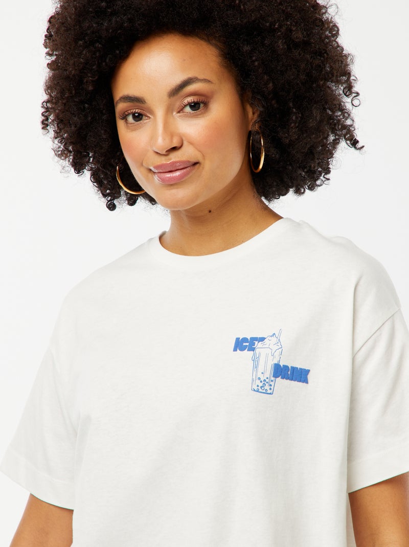 Camiseta de manga corta estampada en ambos lados - blanco - Mujer - 10. ...