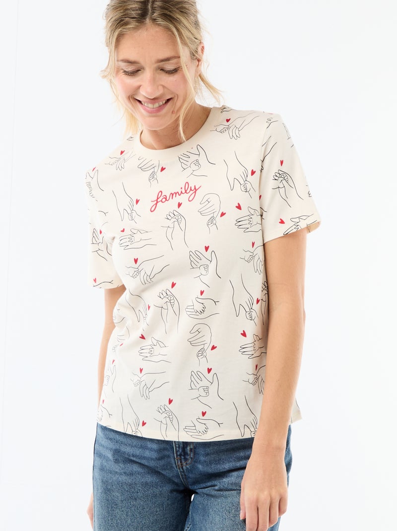 Camiseta estampada 'Agathe Sorlet x Kiabi' - San Valentín - Blanco ...