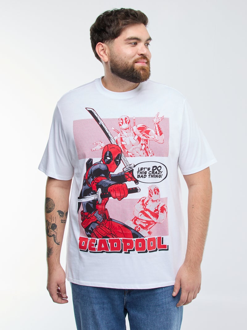 Camiseta estampada 'Marvel' 'Deadpool' lisa - Blanco - Tallas grandes ...