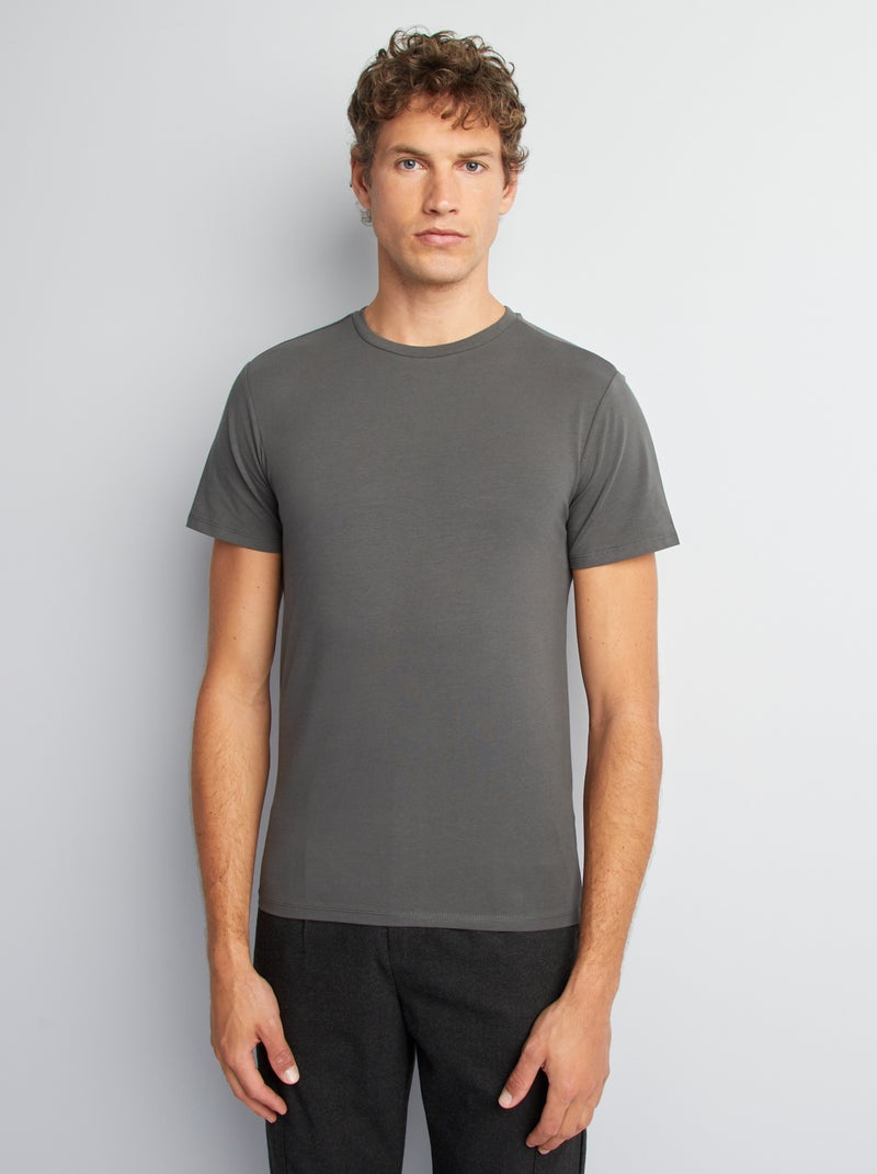 Camiseta lisa - Slim fit - GRIS - Hombre - 7.00€ - Kiabi
