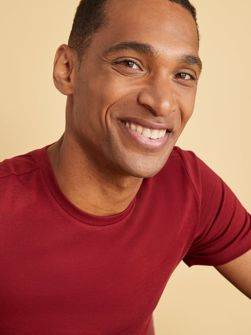 Camiseta lisa - Slim fit - ROJO - Hombre - 7.00€ - Kiabi