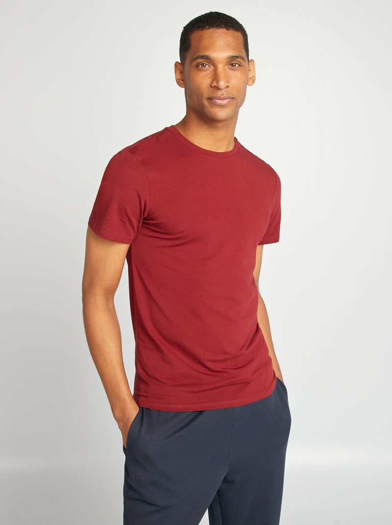 Camiseta lisa - Slim fit - ROJO - Kiabi - 7.00€