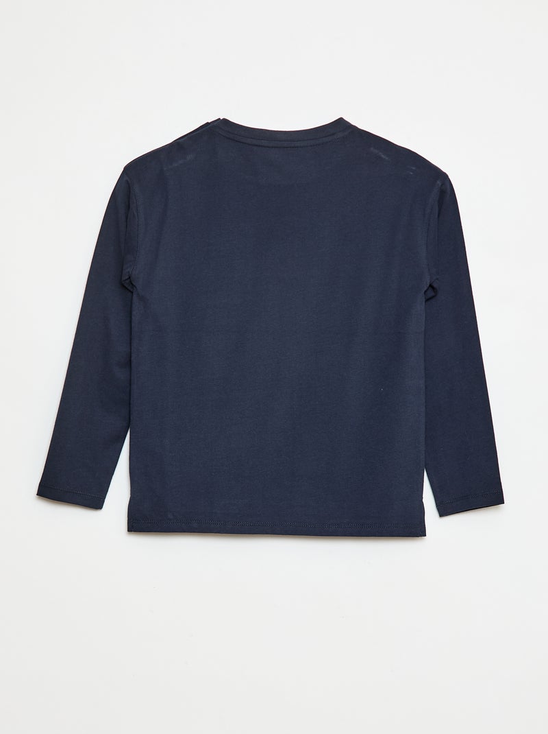 Camiseta lisa de manga larga con bolsillo en el pecho - So Easy - Azul ...