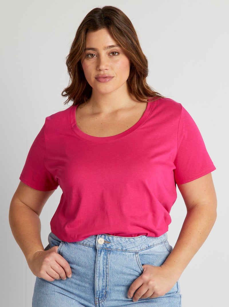 Camiseta lisa - ROSA - Tallas grandes - Mujer - 6.00€ - Kiabi