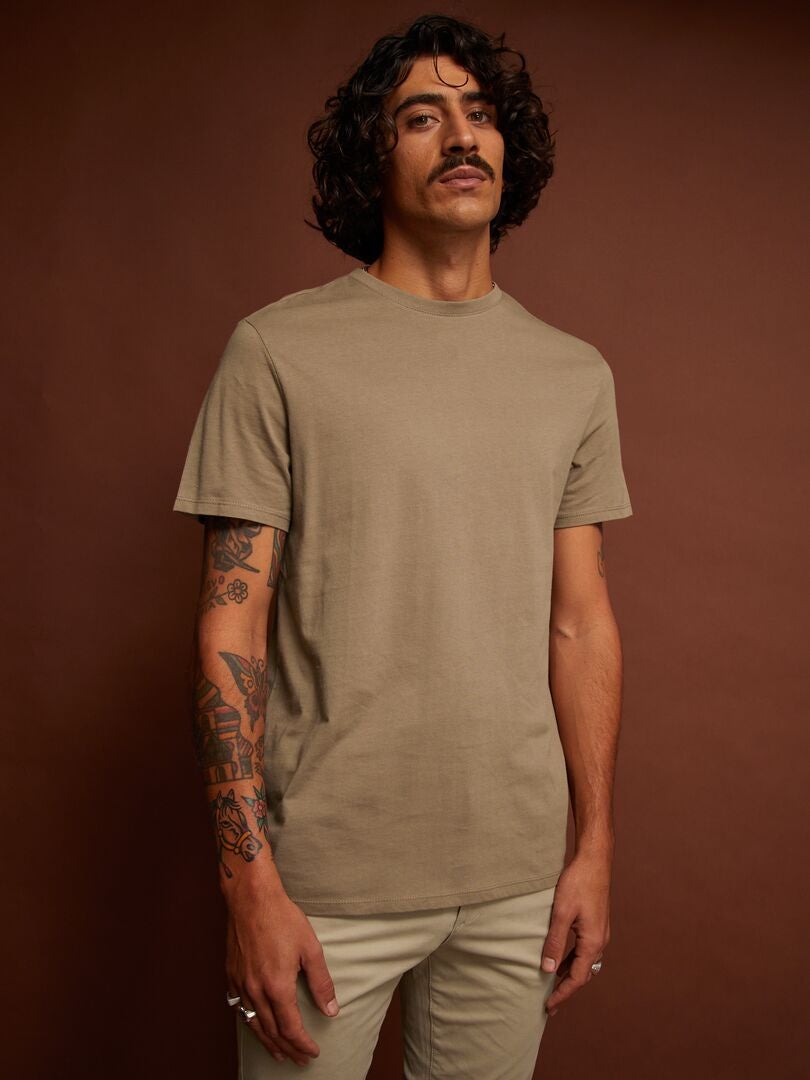 Camiseta recta de punto lisa - gris beige - Kiabi - 4.00€