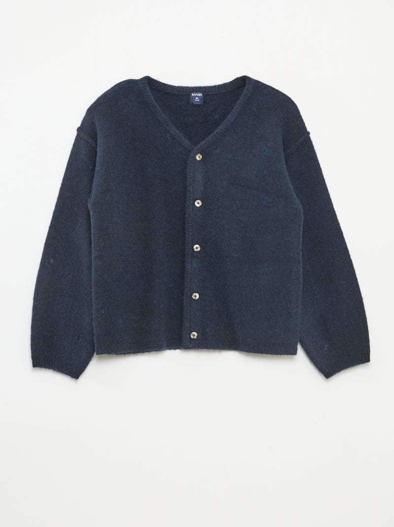 Cárdigan holgado liso con cuello en pico - Azul - Niño - 14.00€ - Kiabi