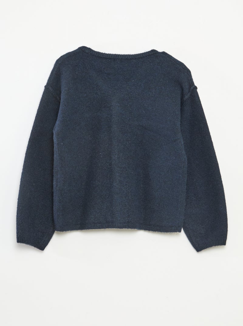 Cárdigan holgado liso con cuello en pico - Azul - Niño - 14.00€ - Kiabi