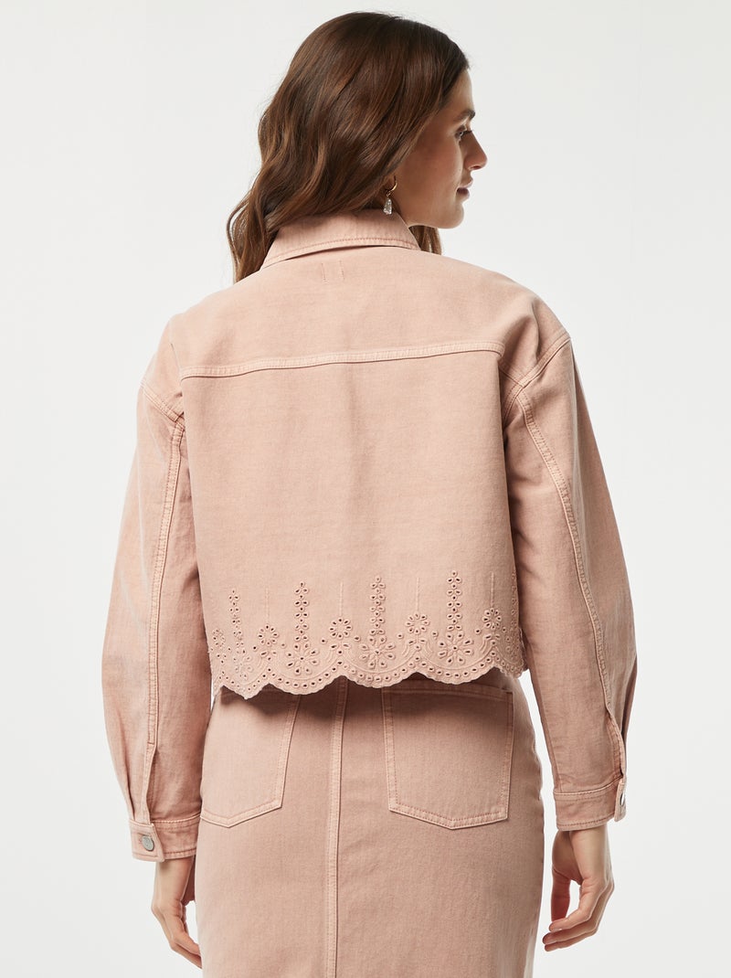 Cazadora vaquera con bordados - ROSA - Mujer - 20.00€ - Kiabi